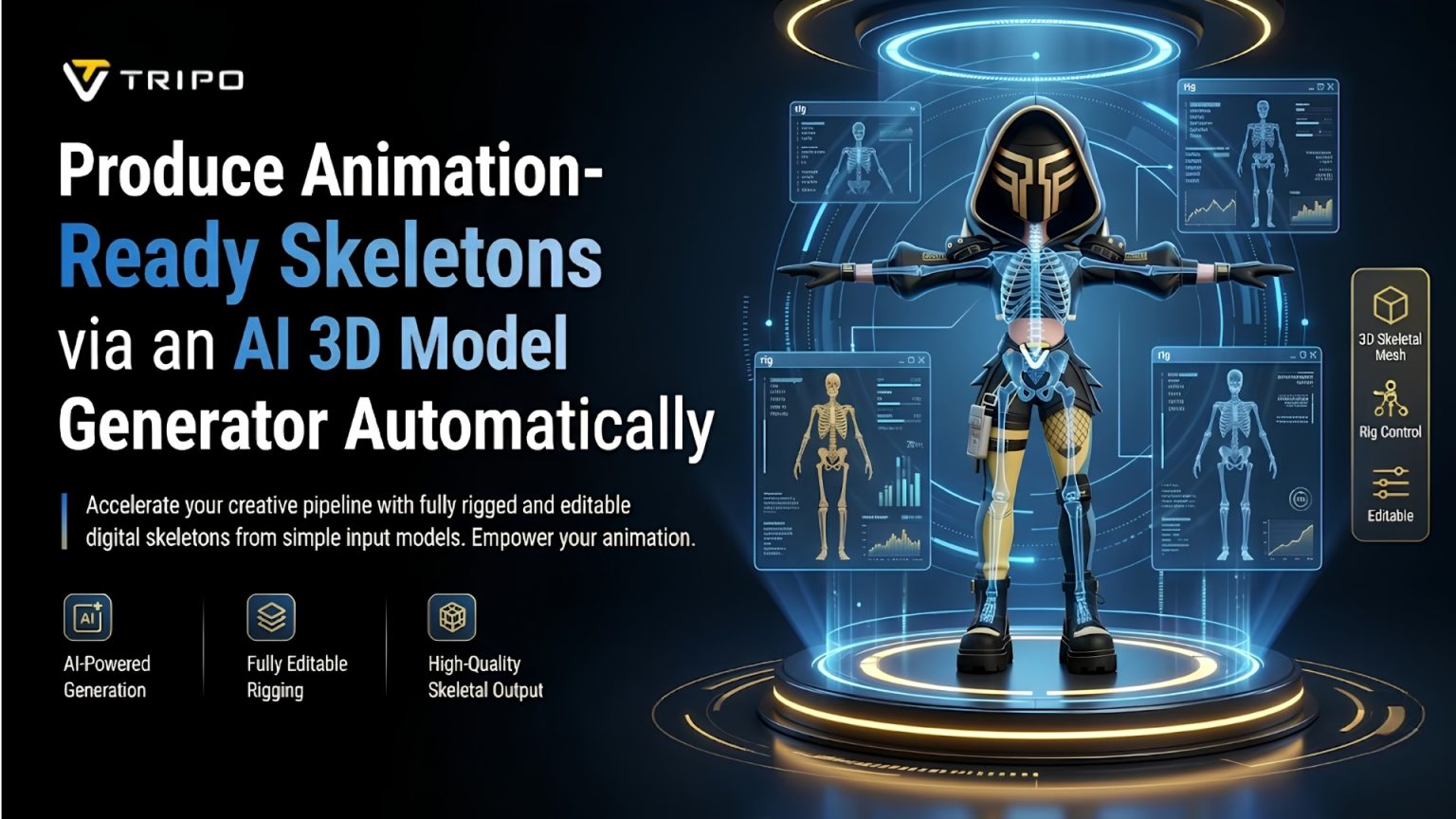 Produce Animation-Ready Skeletons via an AI 3D Model Generator ...