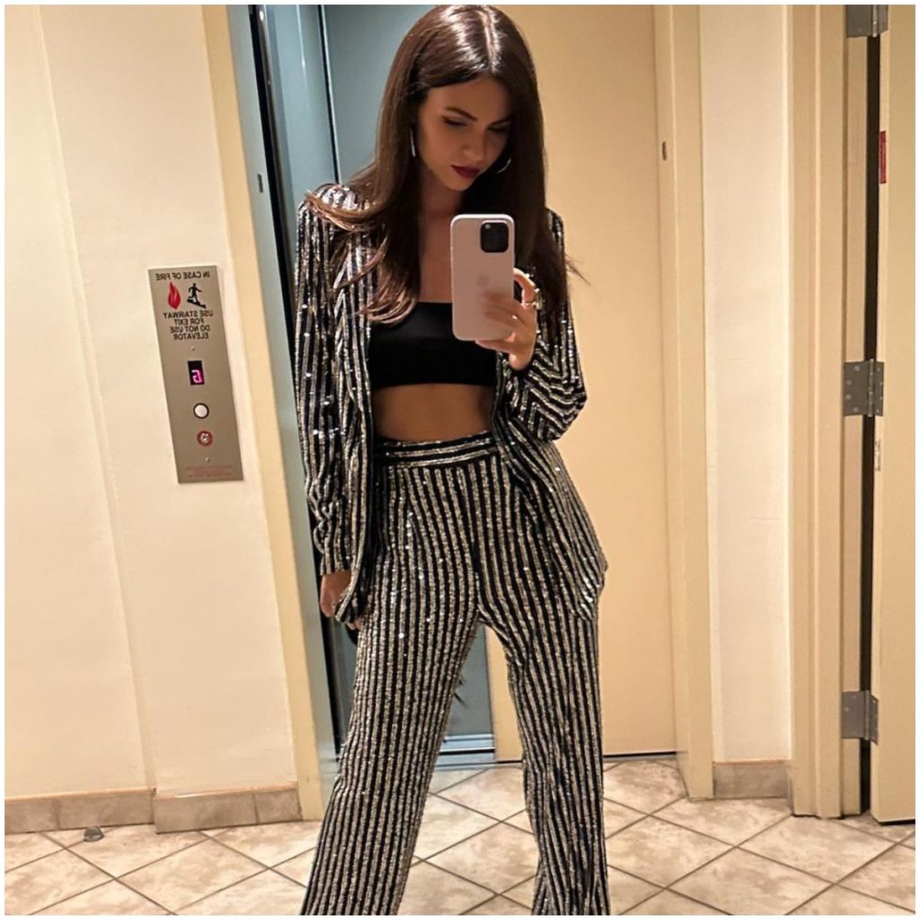 Victoria Justice Shows Glimpses of Grammys After Party Fun in Sparkly ...