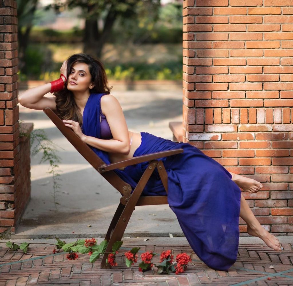 'Haseen Dillruba' Taapsee Pannu Sizzles in Blue Saree [Pictures] - Lens