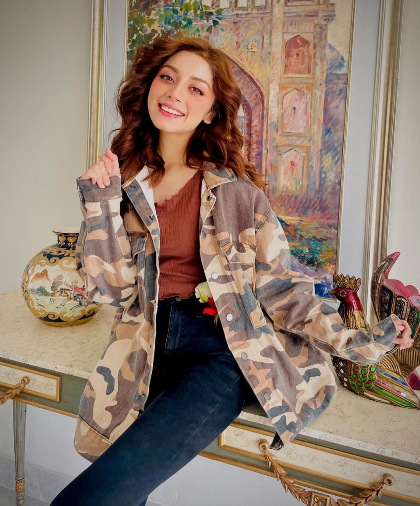 Alizeh Shah Flaunts Her Curves in Brown Camo Jacket and Jeans - Lens