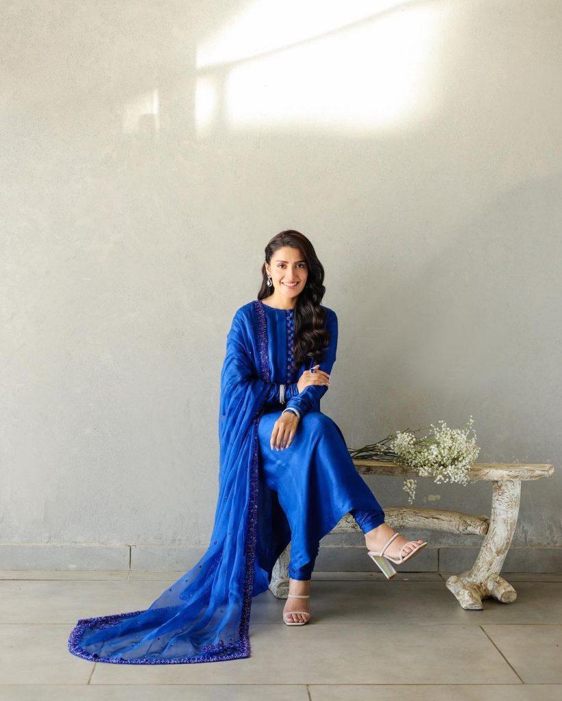 Ayeza Khan Shines Bright in a Sapphire Blue Jora [Pictures] - Lens