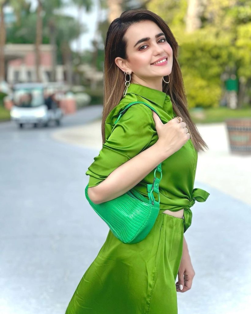 Sumbul Iqbal Slays in All-Green Ensemble in Dubai - Lens