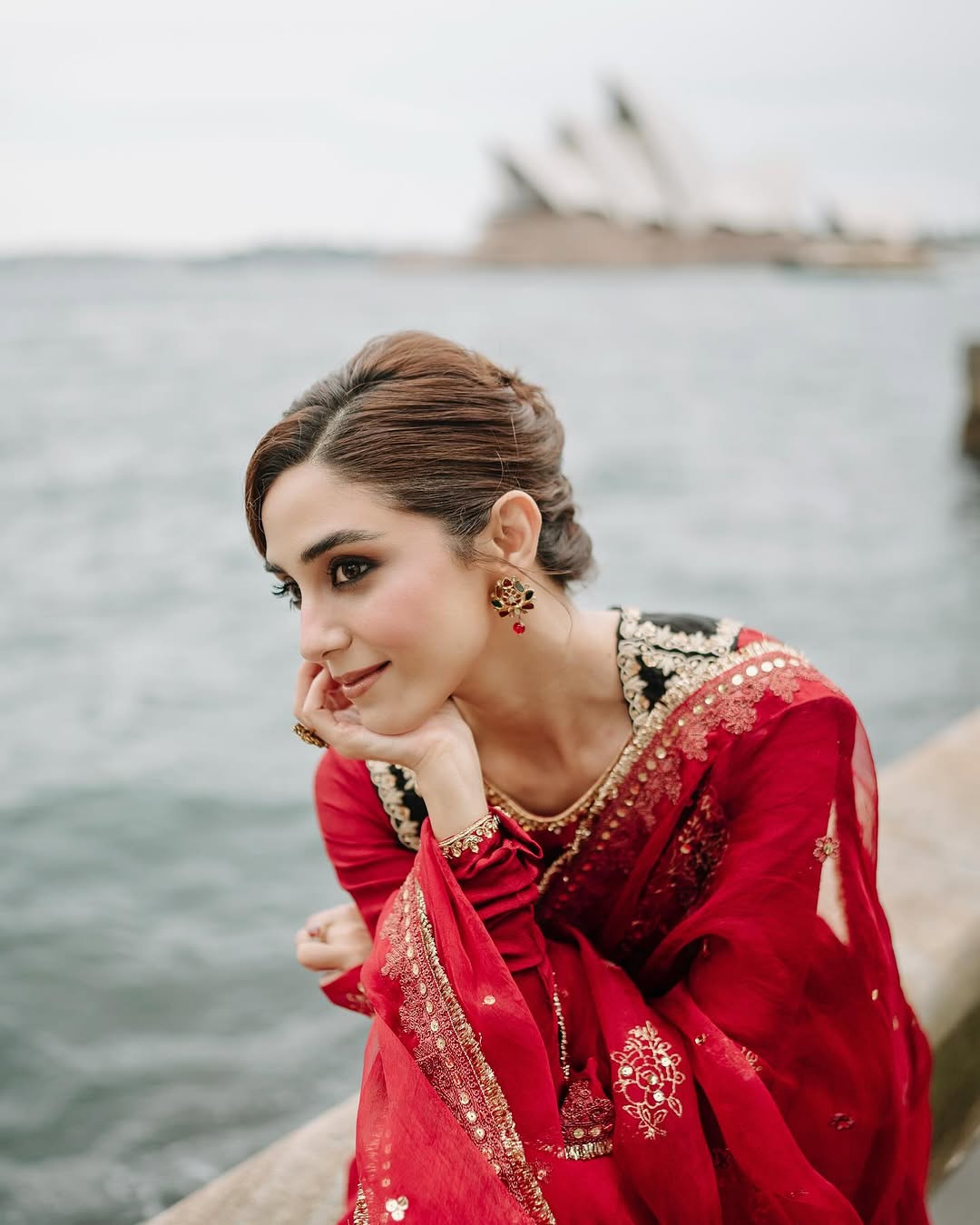 Maya Ali Takes Sydney by Storm in a Red Pishwas