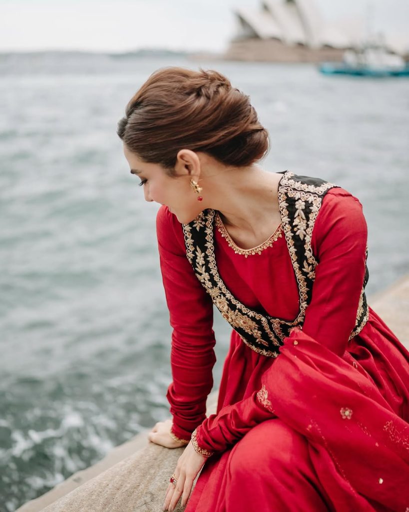 Maya Ali Takes Sydney by Storm in a Red Pishwas