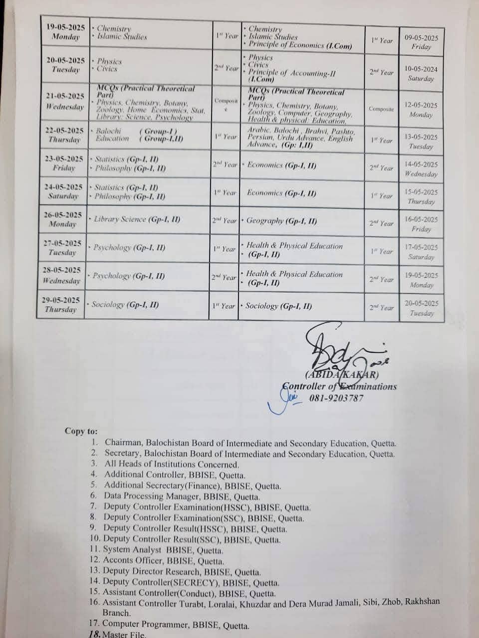 New Date Sheet Announced for Postponed Inter Exams