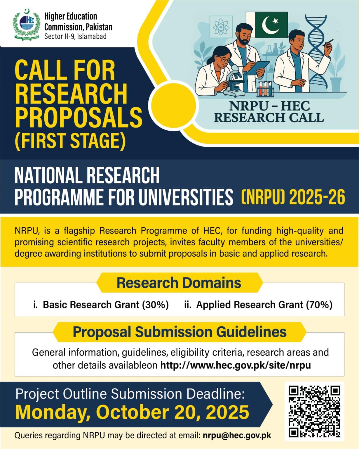HEC Invites Proposals for National Research Program for Universities